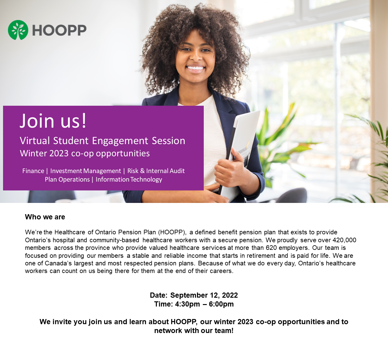 HOOPP: Virtual Student Engagement Session – MFE UToronto